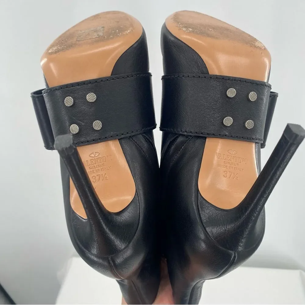 Valentino | Shoes | Valentino Garavani Black Leatherstiletto Ankle ...